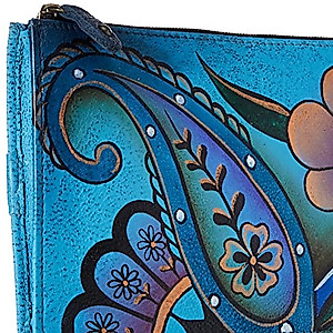 Anna by Anuschka Women's Hand Painted Genuine Leather Organizer Wallet - Denim Paisley Floral
