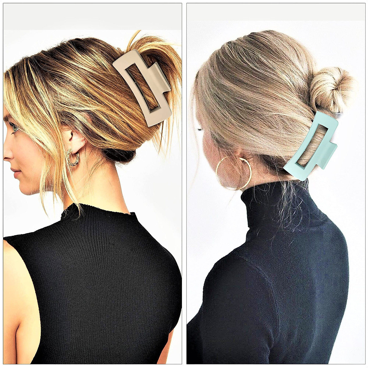 79Style Hair Clips for Women & Girls, 6Pcs Large Medium Square & Banana Claw Clips for Thick Hair, Strong Hold Hair Styling Accessories, Ocean