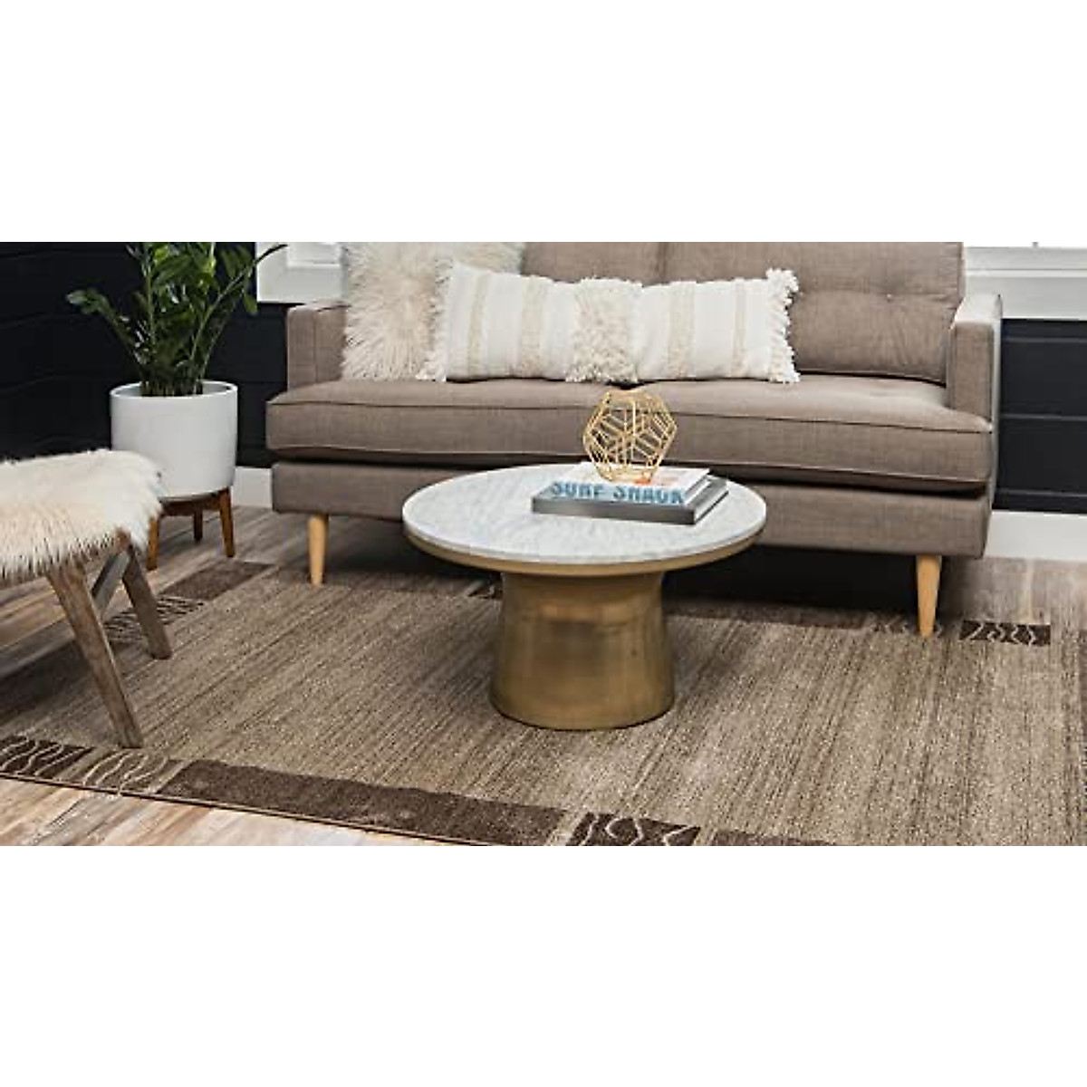 Rugs.com Angelica Collection Rug – 3' x 5' Dark Beige Medium Rug Perfect for Entryways, Kitchens, Breakfast Nooks, Accent Pieces