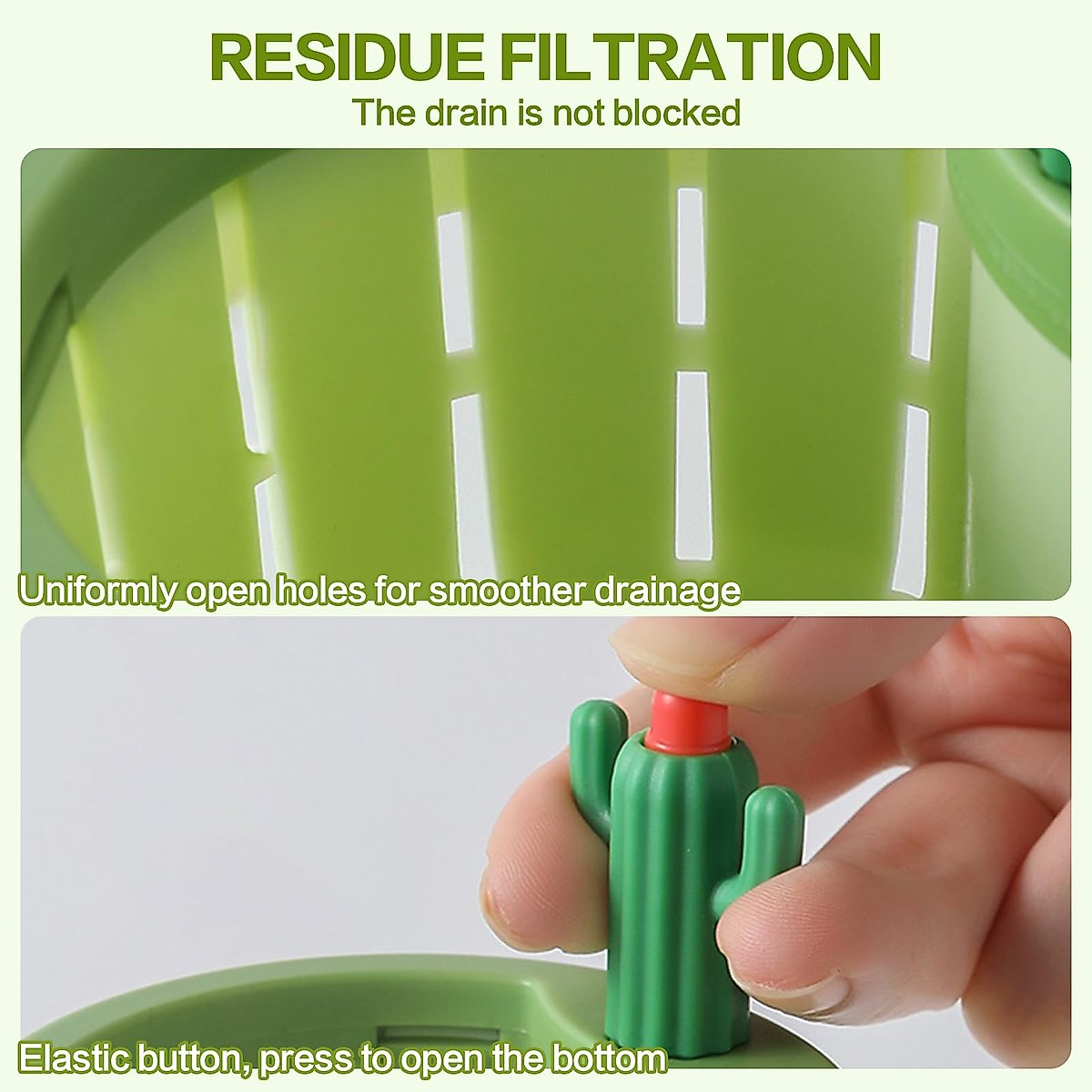 2Pcs Cactus Sink Strainer,Cactus Kitchen Sink Drain Strainer with Widened Spacer,Press Automatic Dumping Basket,Multi-Functional Home Use Cactus Sink Draining Basket Filter Net Lifting Basket
