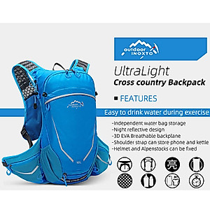 MANFS Portable waterproof hiking backpack 16L, with rainproof cover, outdoor sports travel day bag, for bicycle skiing (young)