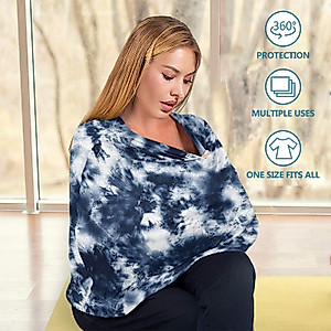 Nursing Cover Breastfeeding Scarf Indian Boho Navy Tie Dye - Baby Car Seat Covers, Stroller Cover, Carseat Canopy (1na8b)