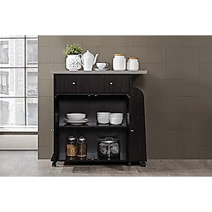 Hodedah Import Kitchen Island with Spice Rack and Towel Rack, Chocolate