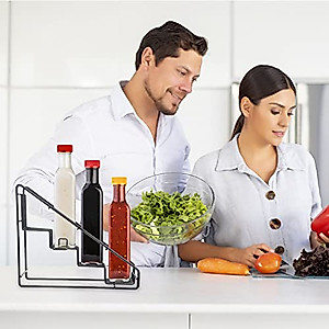 DOITOOL Syrup Bottle Rack Desktop Stainless Steel Wire Bottle Holder Rack Countertop Display Stand Wine Rack Holder for Home kitchen Coffee Shop Cafe Black Coffee Syrup Organizer