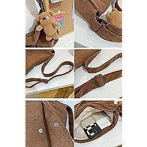 Corduroy Messenger Bag Hobo Bag for Women Large Capacity Shoulder Bag Handbags Chic Stylish Crossbody Bag Tote Bag