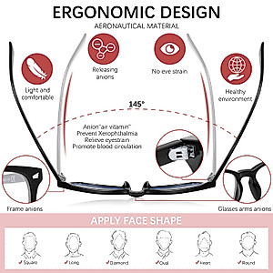 HEALSUN Blue Light Blocking Glasses for women/men 3Pack Computer Reading/Gaming/TV/Phones Glasses Anti Eyestrain (Black + Transparent +douhua)