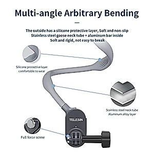 TELESIN Magnet POV Neck Mount Necklace Holder, Chest Shoulder Support Video Vlog Lanyard Body Strap Attachment for GoPro Max Hero 11 10 9 8 7 Insta360 One RS X2 X3 DJI Action 2 3 Accessories