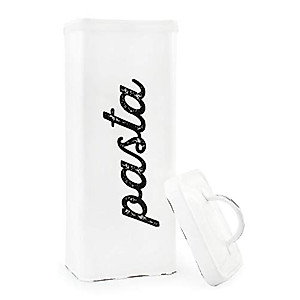 AuldHome Rustic Spaghetti Canister, Distressed White Enamelware Farmhouse Tall Pasta Storage Container