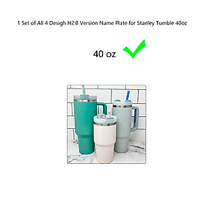 MOTAIN Acrylic Blank Name Tag Compatible for Stanley 20/30 Oz Tumbler,1 Set of All 4 Desigh H2.0 Version Name Plate for Stanley Tumble 20/30oz