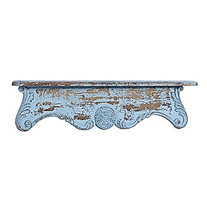 Deco 79 Wood Scroll 1 Shelf Wall Shelf, 32" x 4" x 8", Blue