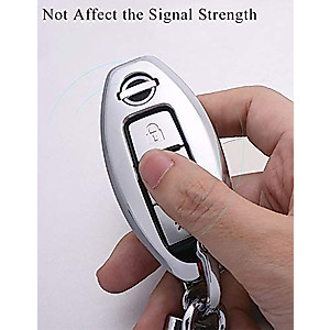 SANRILY 1Pcs 2/3/4/5 Buttons Metal Key Fob Cover Case for Nissan Altima Murano Rogue Keyless Remote Keychain Holder Key Protector for Infiniti QX60 Q60 QX80 Q50(Blue)
