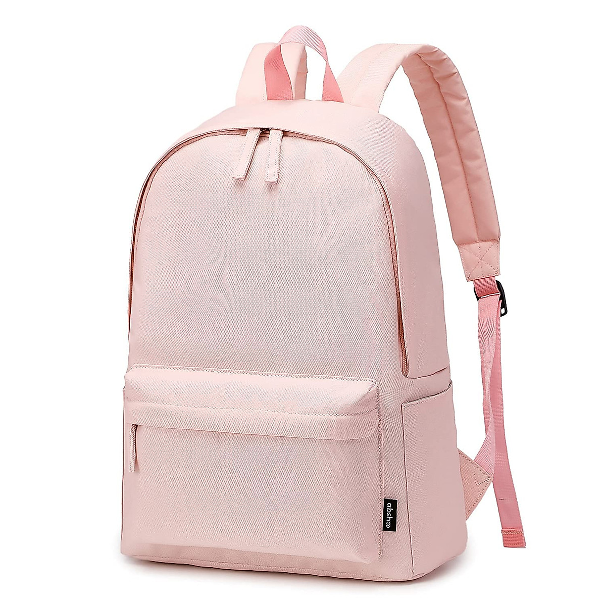 abshoo Lightweight Casual Unisex Backpack for School Solid Color Boobags (Light Pink)