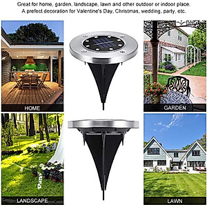 OurLeeme Solar Outdoor Lights Solar Powered Disk Lights 4 Pcs Solar Lights Outdoor Waterproof Solar Ground Lights 8 LED Solar Garden Lights Color Changing Landscape Lighting Pathway Lights