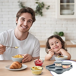 Pudy Roll 4 Pack 4.5 Oz Glass Condiment Containers With Leakproof Lid, Reusable Dipping Sauce Cups Set, BPA-Free, Grey