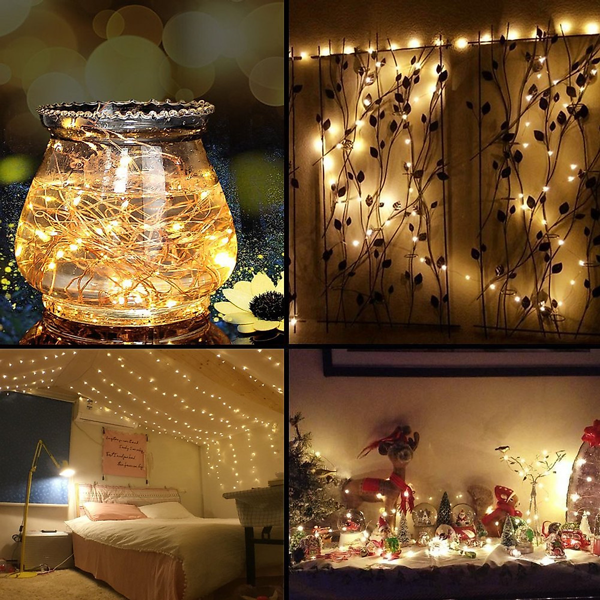 Decute 300Led 99FT Copper Wire Christmas Fairy String Lights Dimmable with Remote Control Starry Lights with UL Cerficated Decorative for Party Wedding Bedroom Yard Christmas Tree Warm White