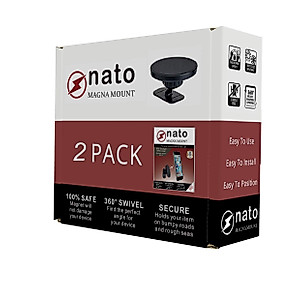 Nato Magna Mount Original [2 Pack] Universal Magnetic Cell Phone Mount for use on Any Cell Phones or Tablet - [ Super Strong Magnet ] [ VHB Auto Adhesive Mounting ] [ 360° Rotation ]