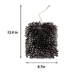 4 Pack Chenille Hanging Hand Towel Balls Super Absorbent Microfiber Hand Towels Chenille Ball Soft Plush Quick-Drying Hand Towels with Hanging Loops for Bathroom Kitchen (Brown+Grey)