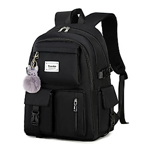 Teecho Cute Backpack for Girl Fashion Waterproof Daypack for Women Black