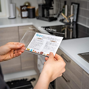 KitchenMania Wood Recipe Box with Cards,Wood Dividers 4x6 Vintage Style Set,100 Double Sided Recipe Cards,100 Recipe Card Protectors, Gift for Grandma Mom Women Wedding Bridal Shower Rustic Black