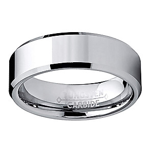Metal Masters 5MM High Polish Beveled Edge Tungsten Carbide Wedding Ring, Bands Size 6