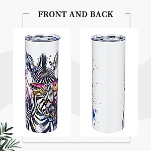 Tangopi Splash Zebra 20 oz Tumbler with Lid and Straw Insulated Travel Coffee Mug Reusable Spill Proof Coffee Cups Stainless Steel Water Bottle for Hot and Cold Drinks