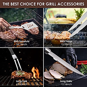 Acmind Grilling Accessories BBQ Grill Tools Set, 27PCS Stainless Steel Grill Utensils Set for Outdoor Camping and Kitchen, Barbecue Grill Accessories for Men Women with Carry Bag and Meat Injector