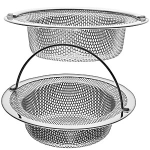 2 Pack - 4.5" Top / 3" Basket - Kitchen Sink Drain Strainer Stainless Steel Large Basket Food Catcher with Handle. Fast Flow and Effective 2/16" Holes
