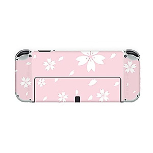 Switch OLED Latest Model Full Body Skin Sticker, Mytrix NS OLED Console Decal Sticker Wrap Cover, Compatible with Switch OLED Faceplate Dock Protective Film Sticker Set - Sakura