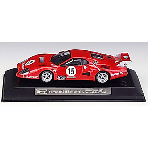 Bburago-1/43 Scale Model Compatible With Ferrari Racing 512 Bb Ii Serie 1981 Racing Car Die-Cast Model Miniature Collectible,Red