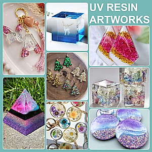 Deeteck UV Resin Kit with Light for Beginners-400g Highly Crystal Clear Hard Epoxy Resin Supplies with 200pcs Making Kit and UV Lamp, Silicone Molds for DIY Arts and Crafts, Fast Curing for Making