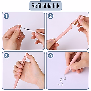 Mr. Pen- Retractable Gel Pens with Rose Gold Ring and Ball, 6 Pack, Morandi Barrels, Japanese Black Gel Pens, Fast Dry, Gel Pens Fine Point 0.5mm, Smooth Writing Aesthetic Pens for Journaling