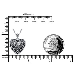Dorunmo Rose Heart Locket Necklace that Hold 2 Photos 926 Sterling Silver Personalized Customized Rose Picture Locket Pendant Heart Locket Necklace for Women Mom