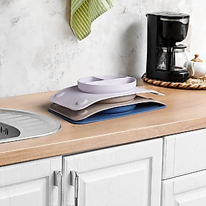 BABELIO Baby Plates with Suction, Silicone Suction Plate for Toddlers & Babies, Divided Dishes | Placemat Plate Design | 100% Silicone | BPA Free | Dishwasher Safe (Lilac Grey)