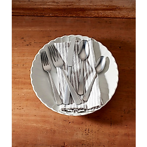Lenox French Perle Scallop Piece Flatware Set, 65 Count, Metallic