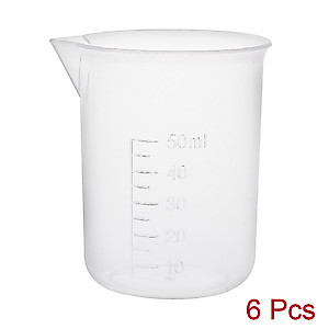 uxcell Measuring Cups 50ml PP Plastic Graduated Beaker Transparent for Lab Kitchen liquids 6pcs