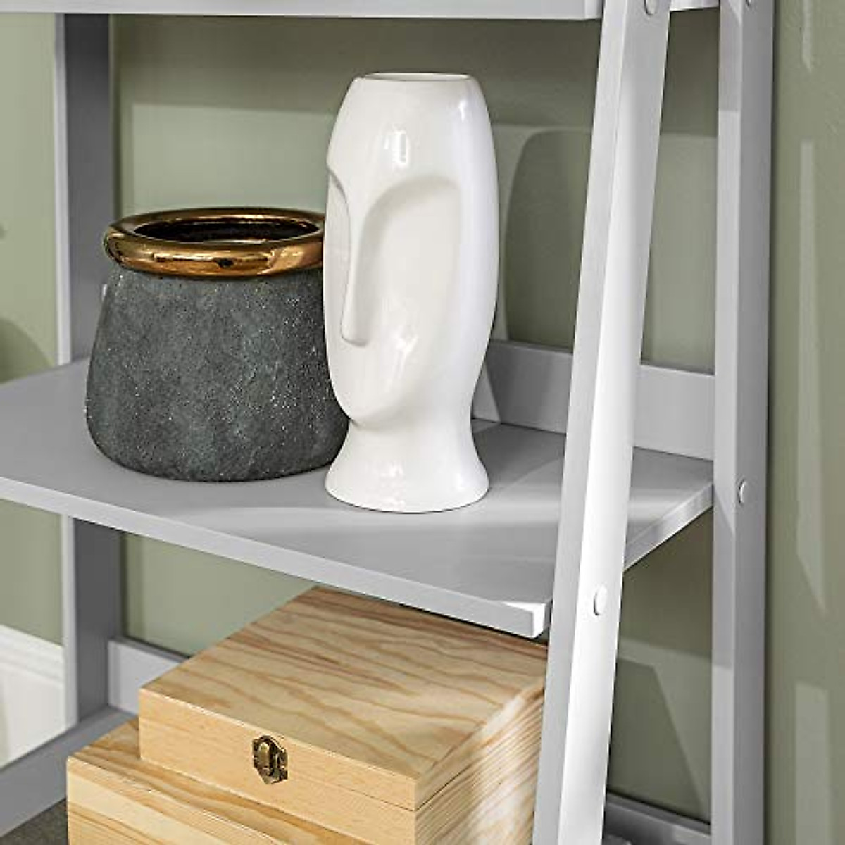 Walker Edison Sophia Modern 4 Shelf Ladder Bookcase , 55 Inch, Grey