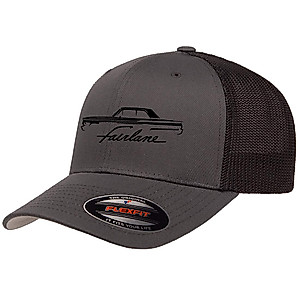 1962 Ford Fairlane Outline Design Flexfit Trucker Mesh Fitted Cap Grey/Black