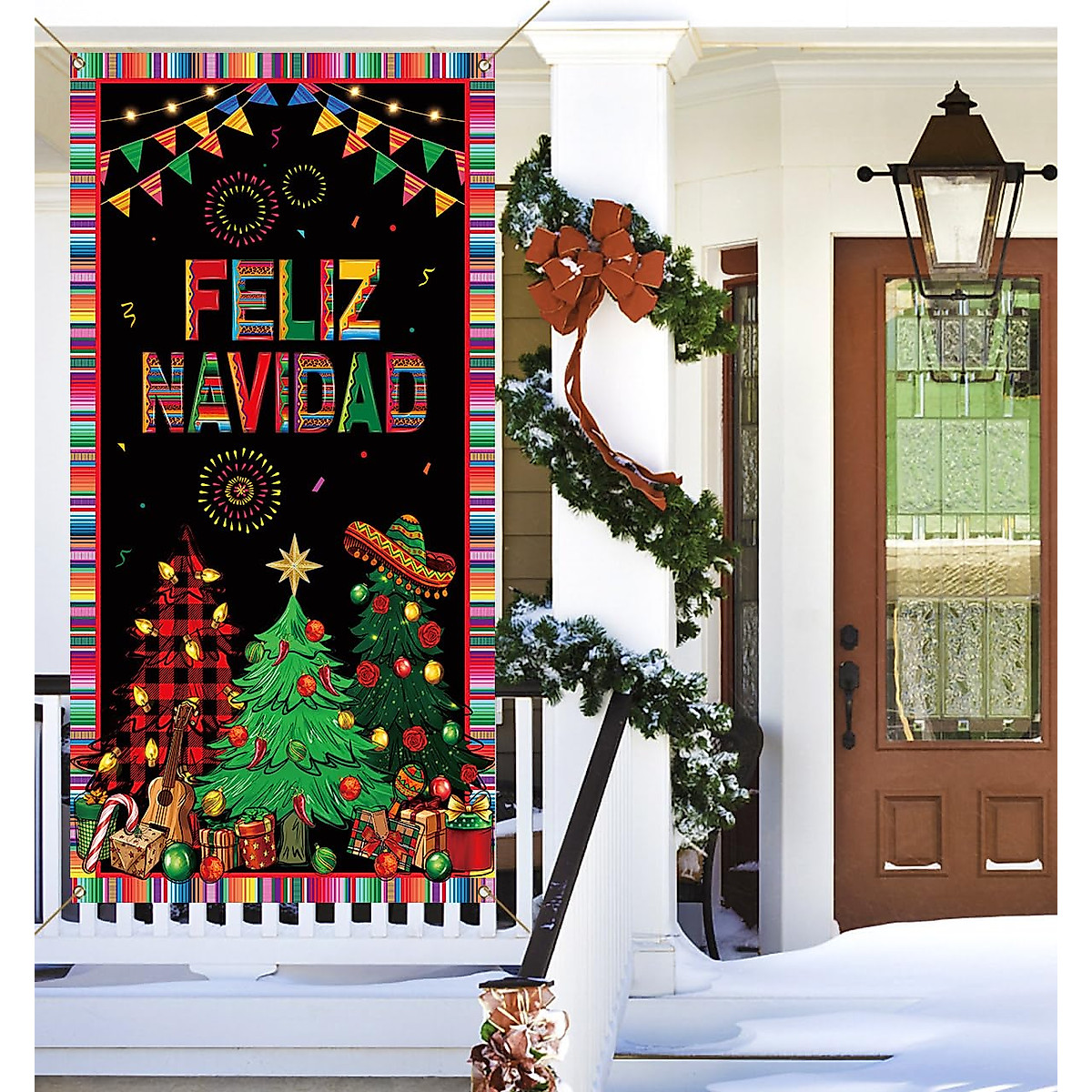 Nepnuser Feliz Navidad Door Cover Mexican Christmas Decoration Xmas Winter Holiday Party Decor Home Backdrop Door Hanging Banner