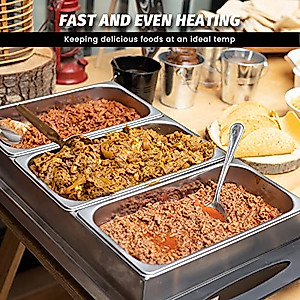 EASYROSE Commercial Food Warmer 2-Pan Steam Table Food Warmer Buffet Bain Marie with Temperature Control & Lids, Electric Warming Trays for Food or Sauces - 120V, 1200W, 10.6 QT/Pan