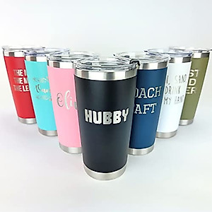 Custom Laser Engraved Insulated 20oz & 30oz Tumblers w/Splash Proof Lid - Personalized Gifts (20oz Tumbler, Navy Blue)