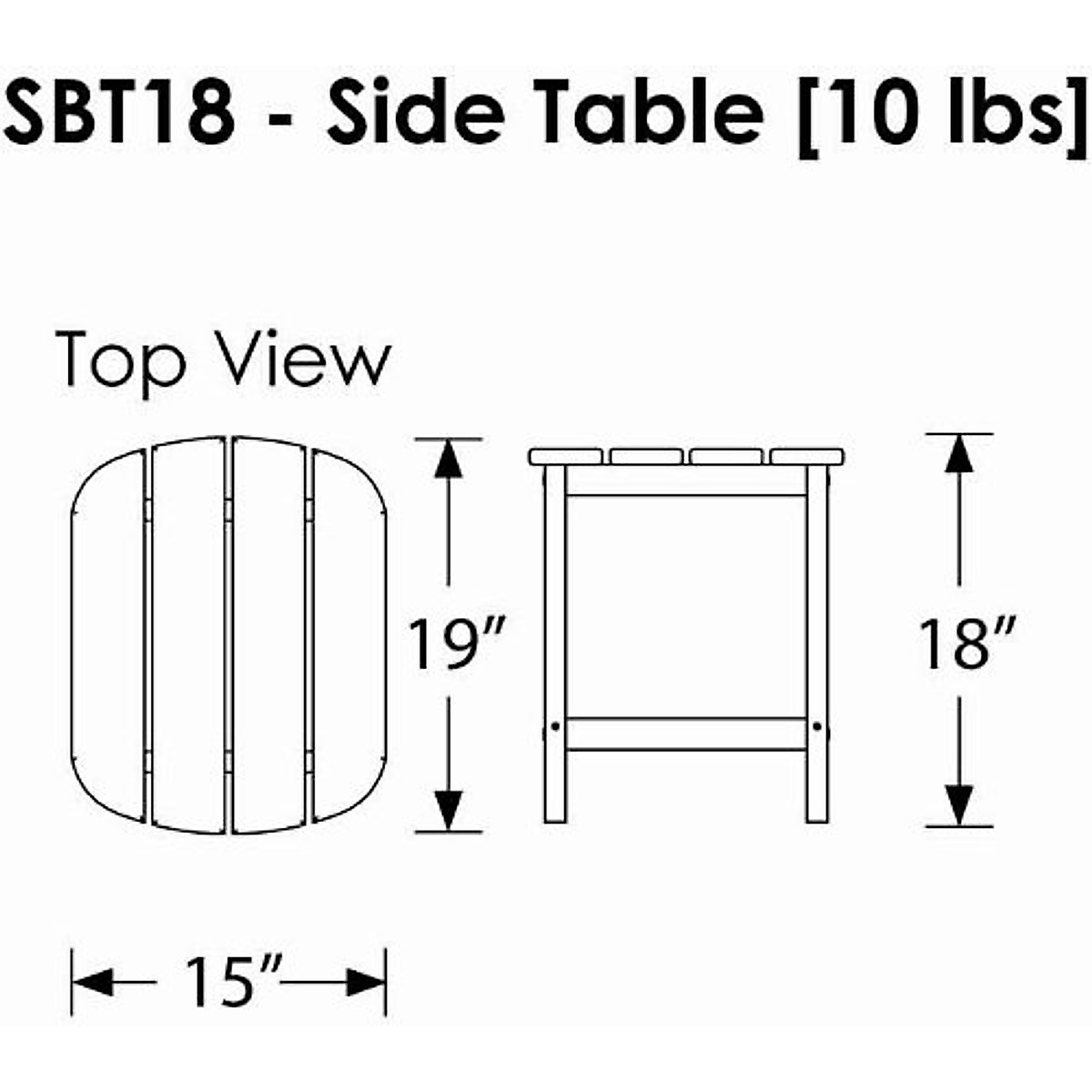 POLYWOOD SBT18WH South Beach 18" Outdoor Side Table, White