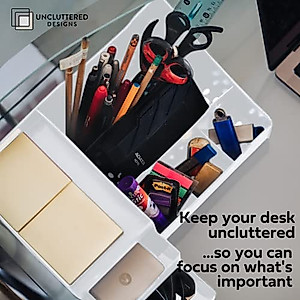 Uncluttered Designs Makeup Organizer With Drawers — Modern Countertop Storage for Cosmetics — Chic Vanity Holder for Perfume, Skincare, Brush, Lipstick, Nail Polish Organization and Display (White)