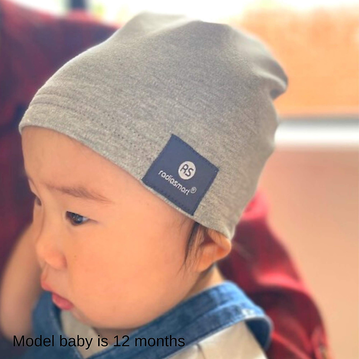 Radia Smart® 5G Blocking, Protective Baby Hat/Beanie Cap Blocking RF EMF WiFi Radiation. Age 6-18 Months. Grey