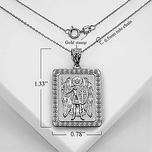 Elegant 925 Sterling Silver Rectangle Shaped St. Michael Archangel Medal Protection Pendant