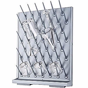 INTBUYING Bottle Drying Rack Pegboard Wall Mounted Desk Grey 52 Pegs Removable PP Glassware Drying Draining Rack Education&lab Cleaning Equipment