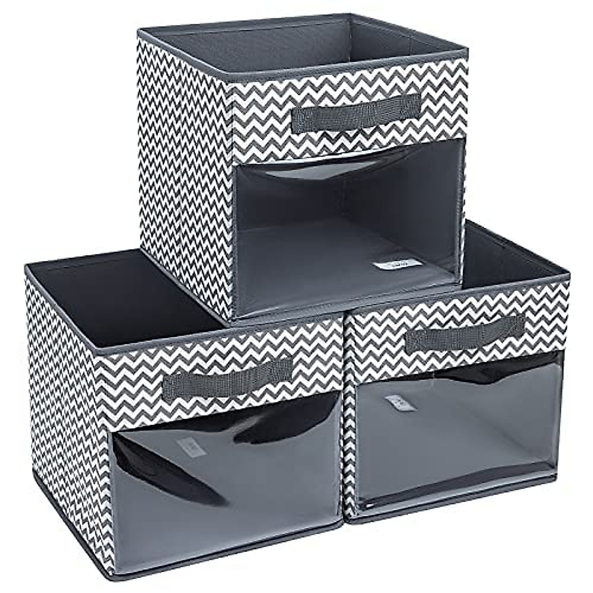 DIMJ Storage Cubes, 12.2 Inch Cube Storage Bins with Front Window, Fabric Baskets for Shelves, Foldable Cube Storage Organizer Bins, Closet Organizers and Storage for Home, Office, 3 Packs