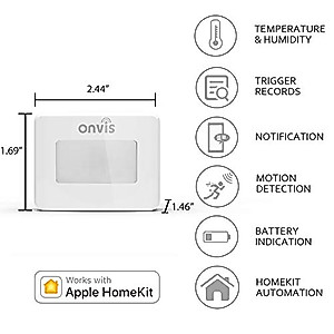 ONVIS Smart Motion Sensor Wireless PIR Detector Works with Apple HomeKit Hygrometer Thermometer Temperature Humidity Gauge Siri Enabled Bluetooth Remote Trigger for iPhone iPad