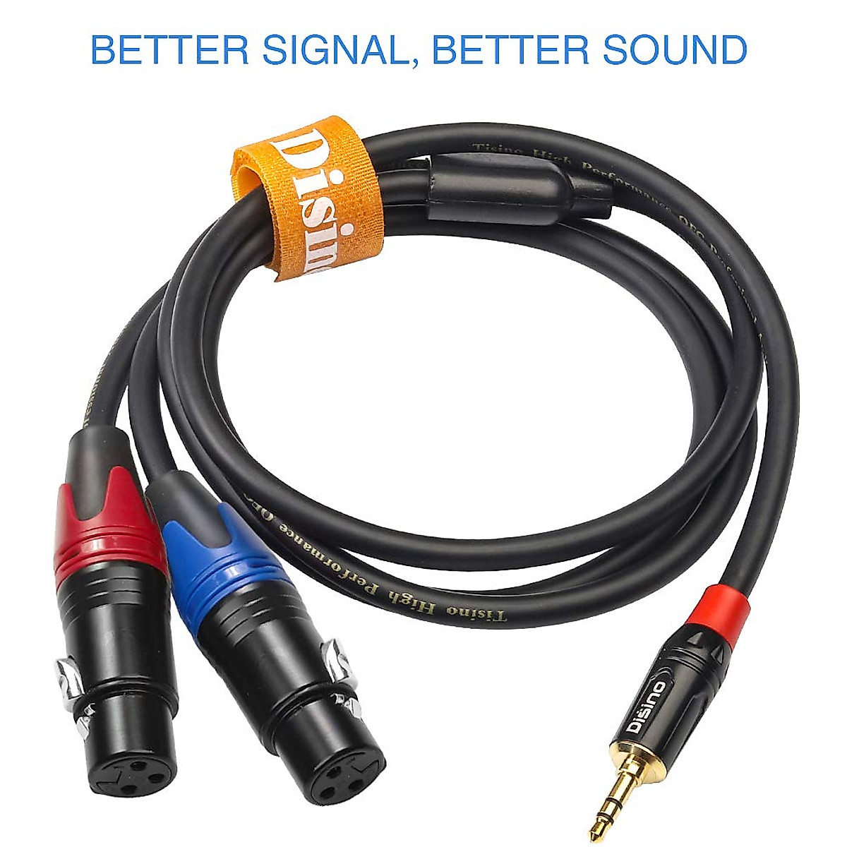 Disino Dual Female XLR to 3.5mm Y-Splitter Cable, Unbalanced XLR Female to 1/8 Inch Mini Jack TRS Stereo Aux Interconnect Audio Mic Breakout Patch Cord - 6.6 Feet/2 Meters