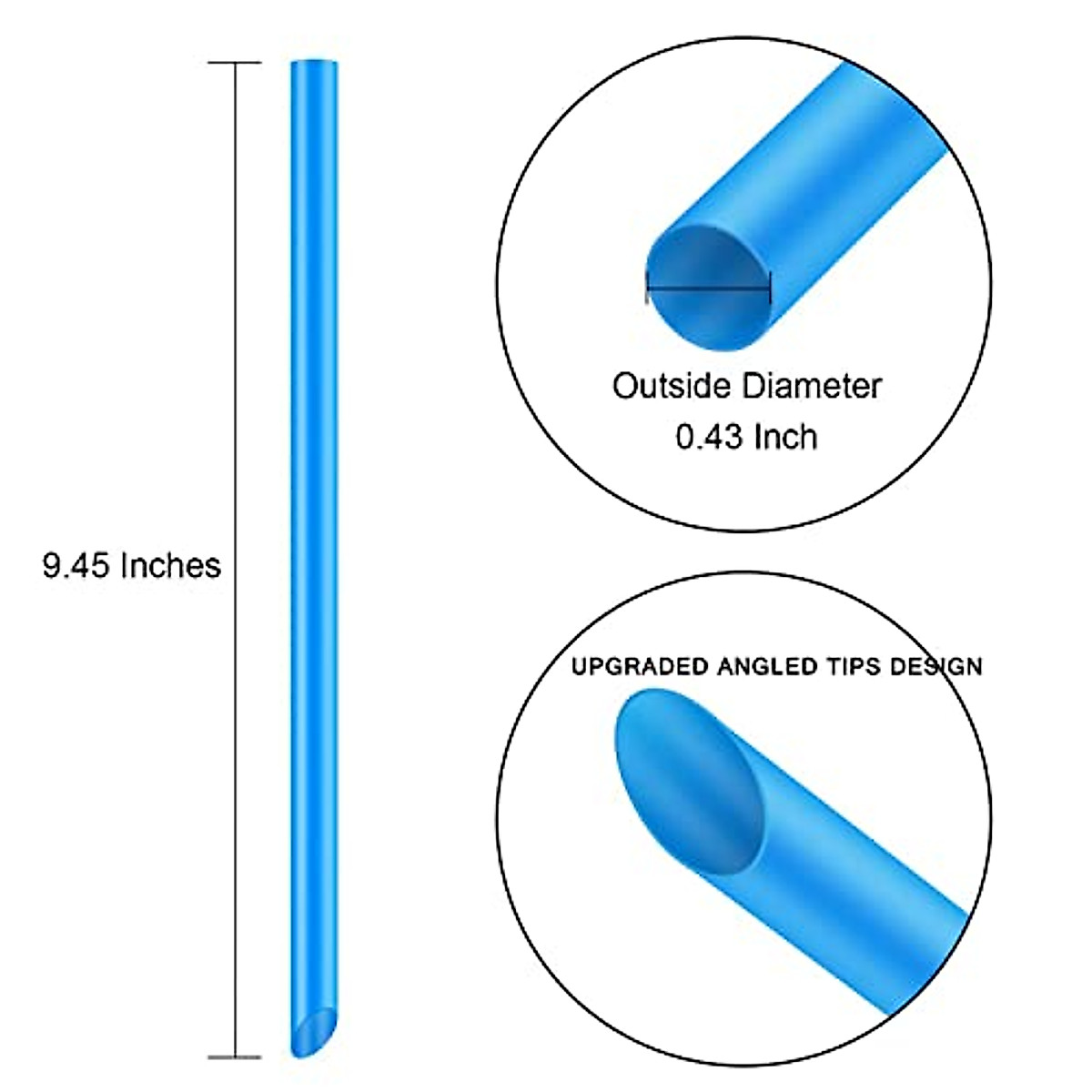 [Individually Wrapped] ANGLED TIPS 100 Pcs Disposable Jumbo Smoothie Straws & Boba Straws, Wide Multi Colors Milkshakes Plastic Drinking Straws, BPA FREE (9.45" Long and 0.43" Diameter)