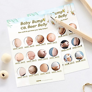 OLOUTAB 30 Baby Shower Games for Boy or Girl-Beer Belly or Pregnant Bump Game Cards- Gender Reveal Games Party Supply Kit-Gender Neutral Design,New Fun Games